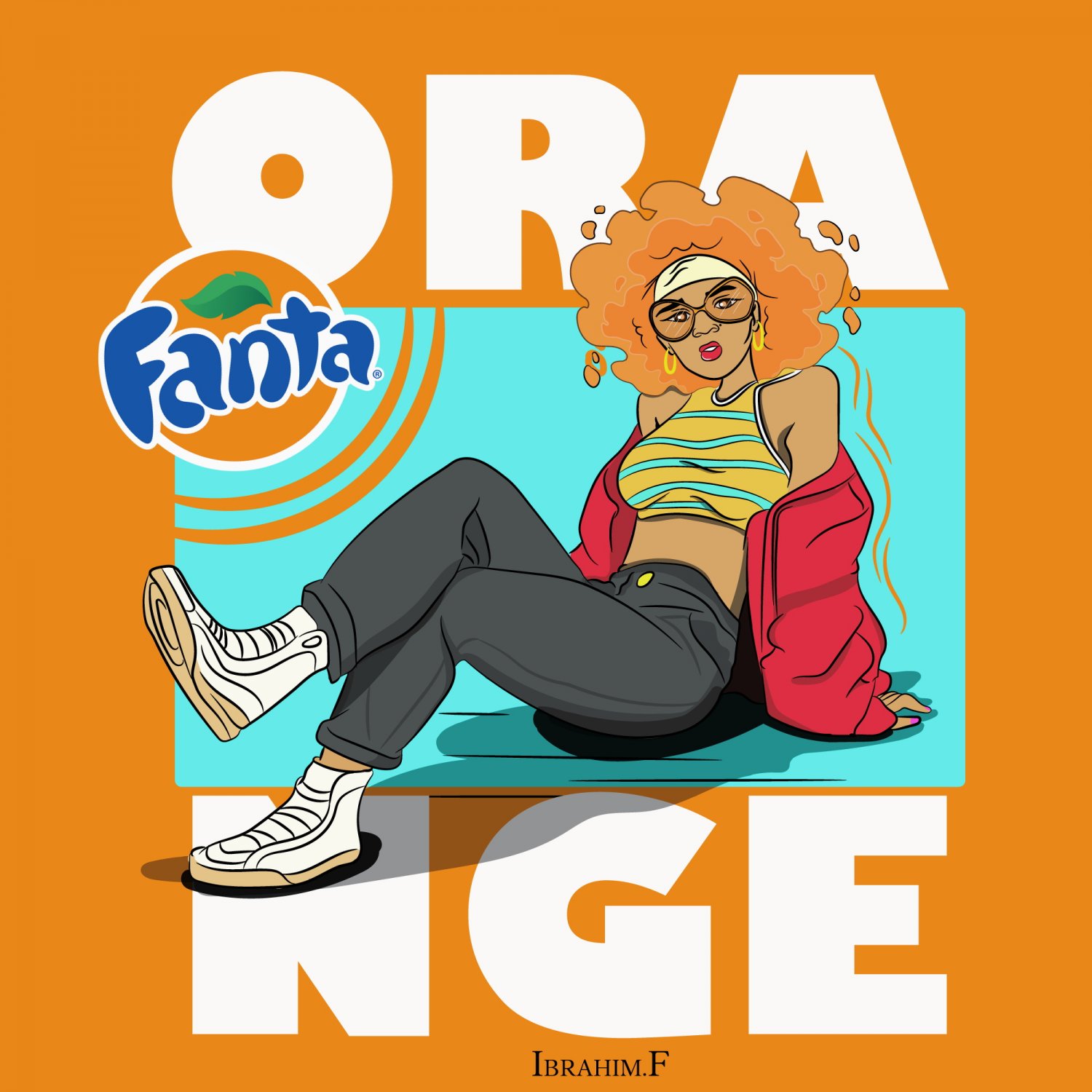 Re-imagination of Fanta as a character.